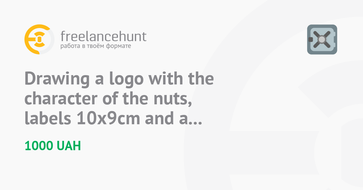 Drawing a logo with the character of the nuts, labels 10x9cm and a ...