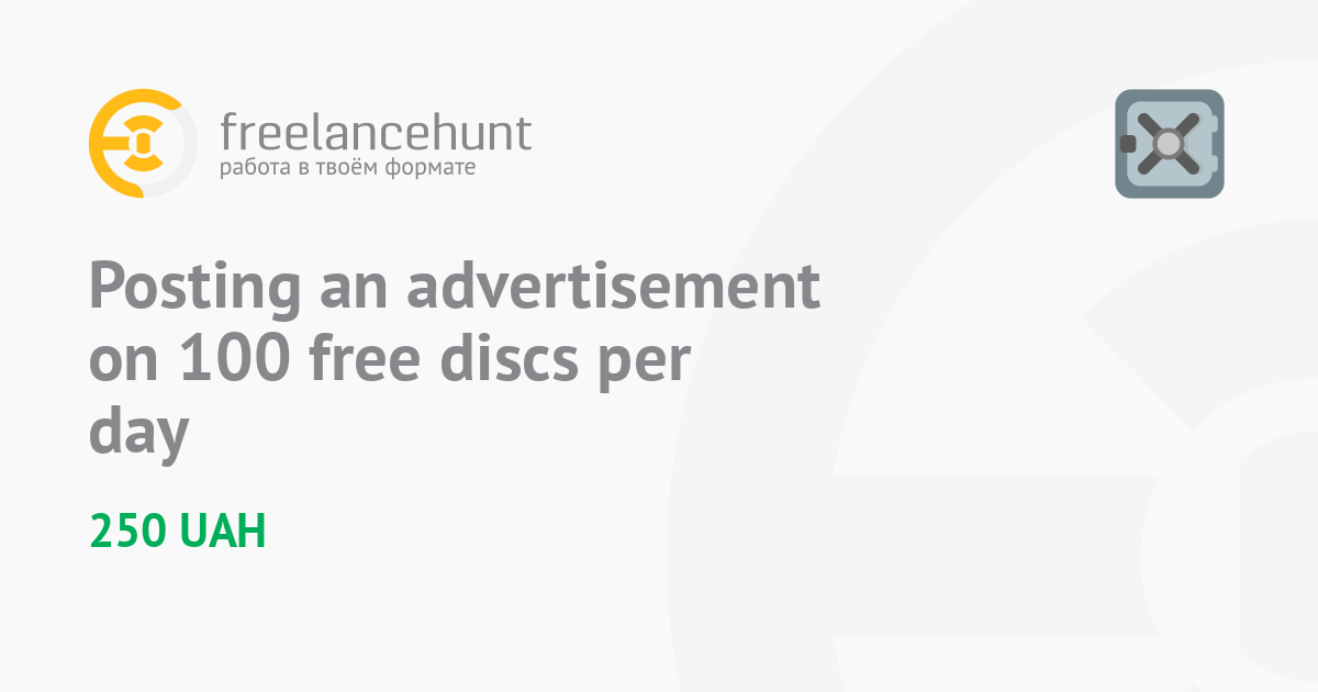 Posting an advertisement on 100 free discs per day • freelance job for ...