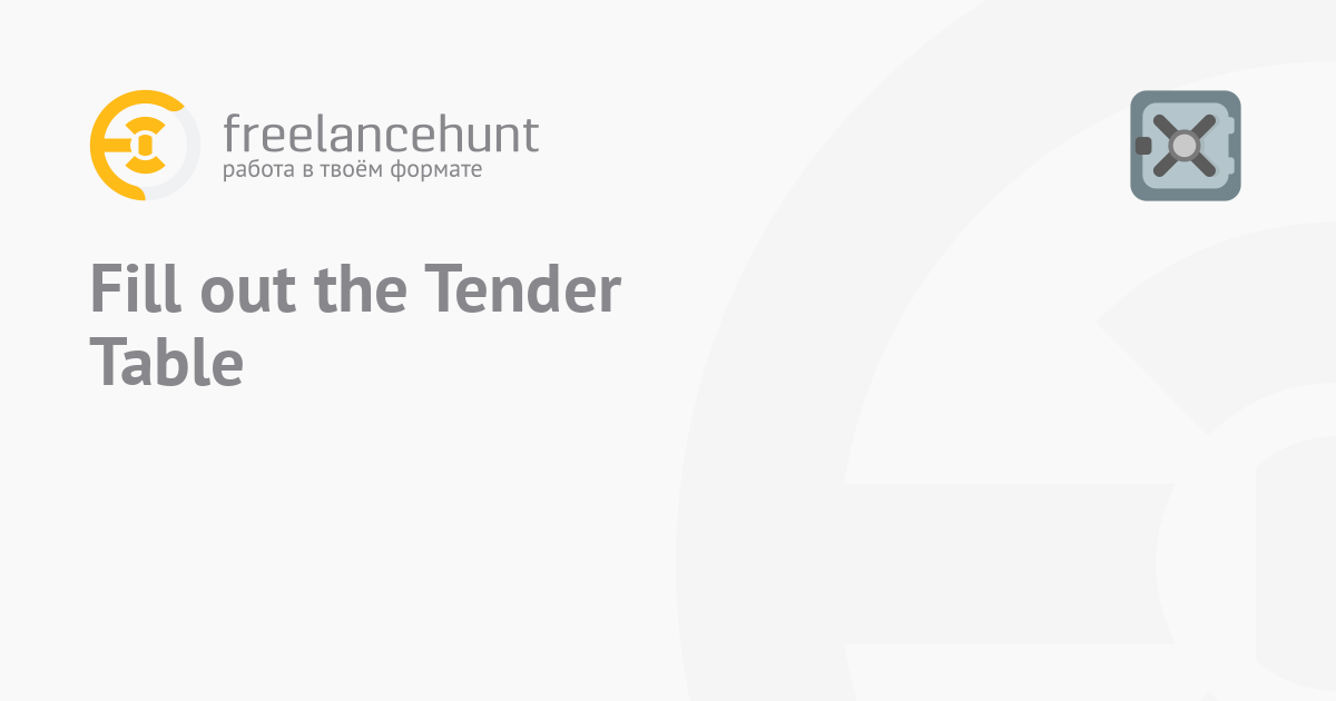 Fill out the Tender Table • Freelance Job in Content Management ...